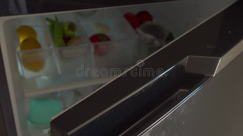 Half Open Fridge with Food and Vegetables , Stock Video - Video of ...