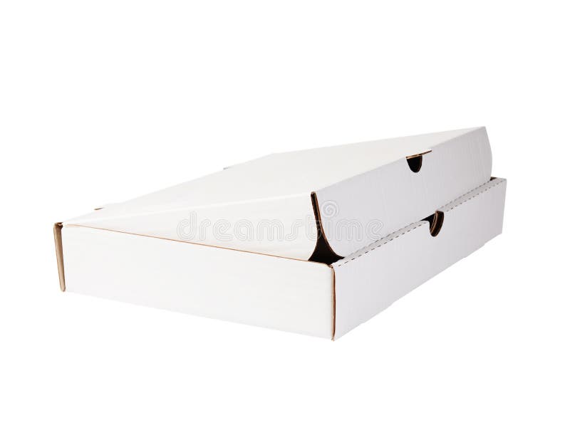 Half-open White Cardboard Box of Pizza or Pie. Copy Space Stock Photo ...