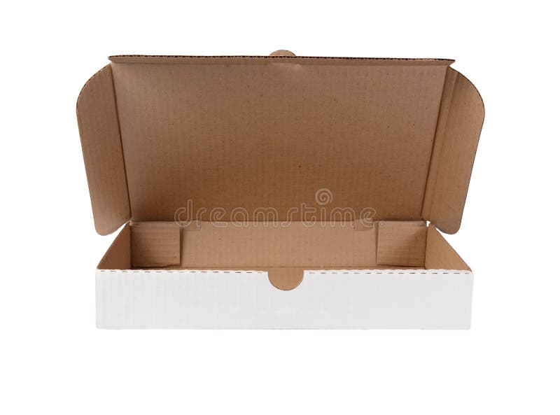 Half-open White Cardboard Box of Pizza or Pie. Copy Space Stock Photo ...