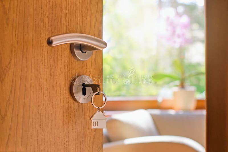 Half Opened Door into the Cozy Home Interior Stock Photo - Image of ...