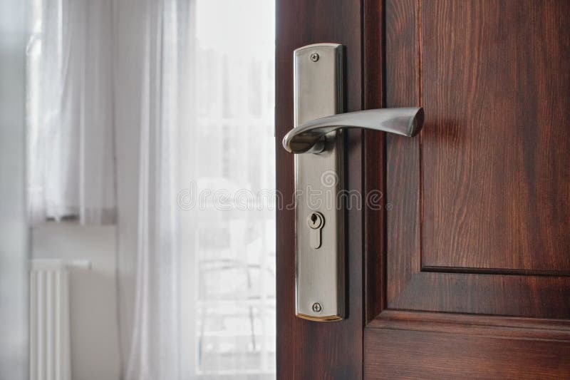 Half Opened Door into the Modern Cozy Home Interior Stock Image - Image ...