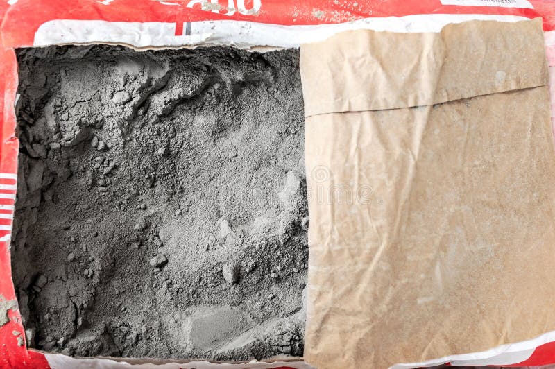 Half Opened Dry Cement Pack. Top View, Close-up Stock Image - Image of ...