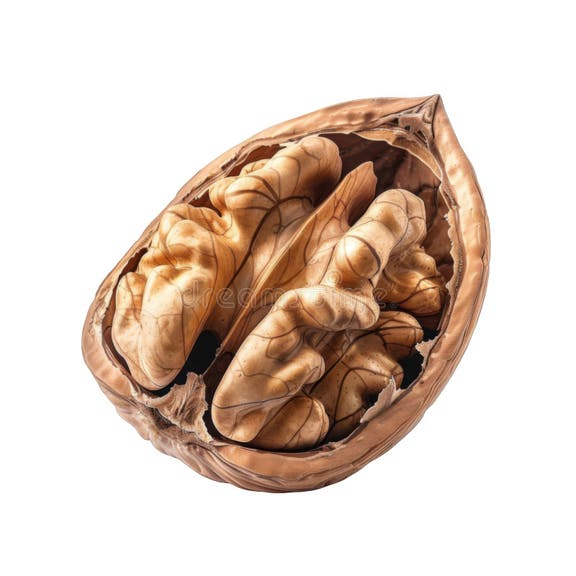 A Half-Opened Walnut Shell Revealing the Nut Inside Stock Image ...