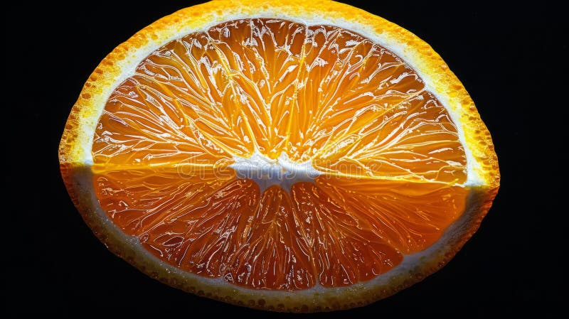 Half an Orange on a Black Background Stock Photo - Image of diet, juicy ...
