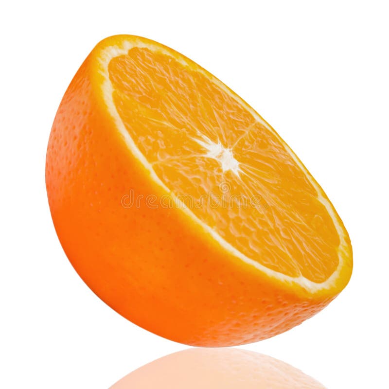 Half of Orange Fruit Isolate on White Stock Image - Image of green ...