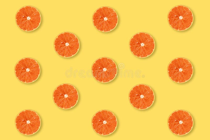 Half Orange Pattern on Yellow Pastel Background Stock Image - Image of ...