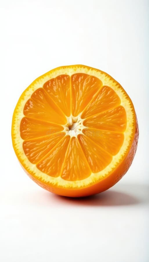 Half Orange, Showing Segments, Against Stark White Backdrop , Summer ...