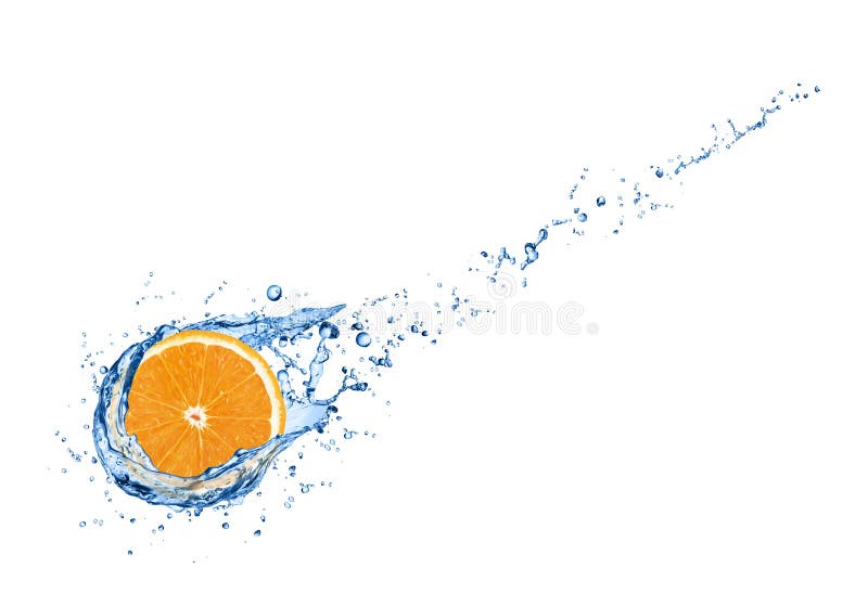 Half of Orange in Water Splash with Full Depth of Field Isolated on ...