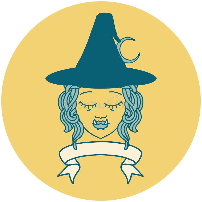 Half Orc Witch Character Face with Banner Illustration Stock Vector ...
