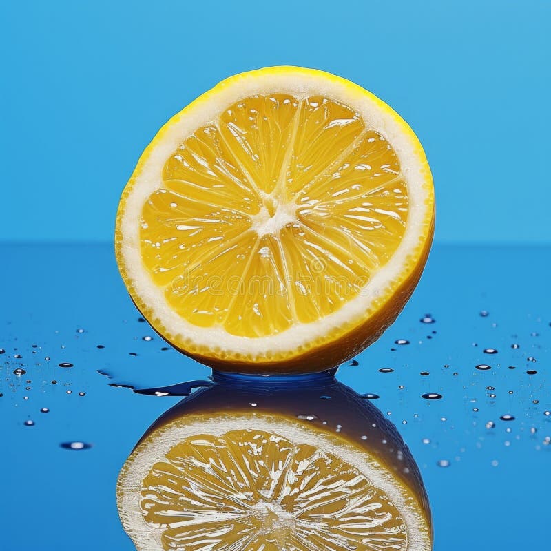 A Half Organic Lemon Photographed on a Blue Background Stock Image ...