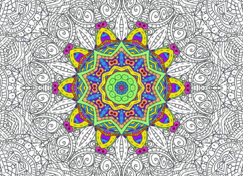 Half-painted Outline Pattern Stock Illustration - Illustration of draw ...