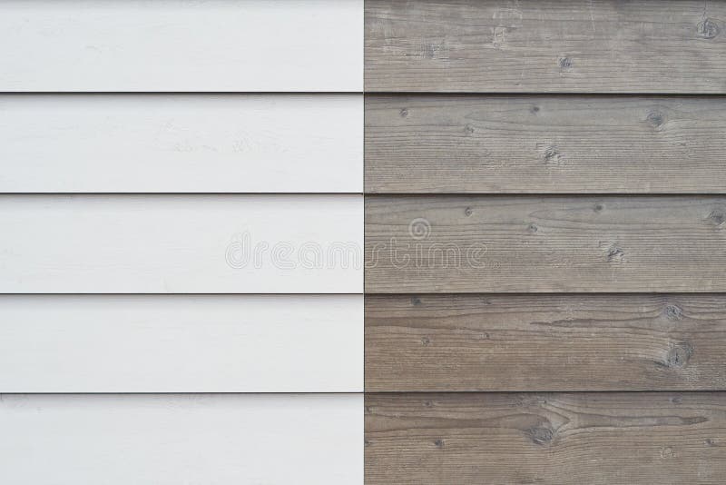 Half Painted White Wooden Boards, Opposite Concept Stock Photo - Image ...