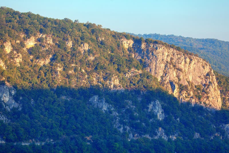 Half Part of Mountain in the Sunlight Stock Image - Image of lake ...