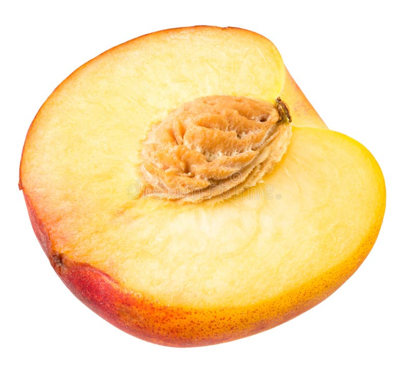 Half Peach Fruit Isolated on White Background. Full Depth of Field ...
