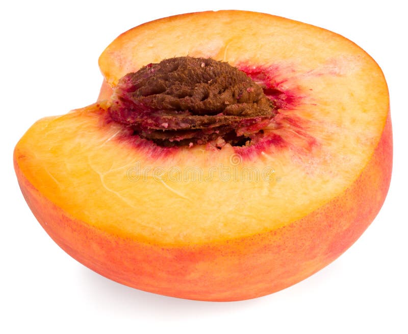Half Peach Fruit Isolated on White Background. Full Depth of Field ...