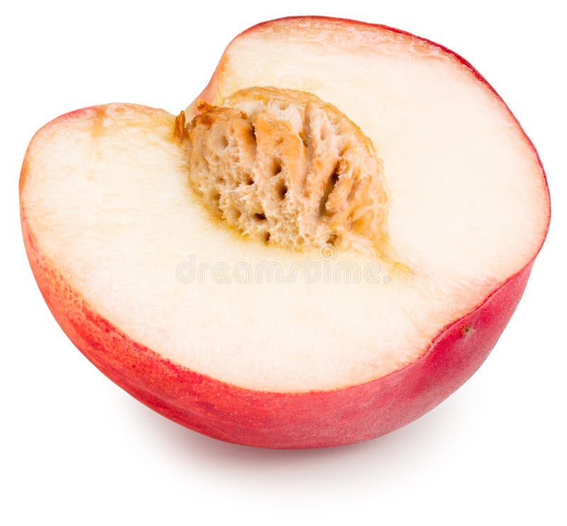 Half Peach Fruit Isolated on White Background. Full Depth of Field ...