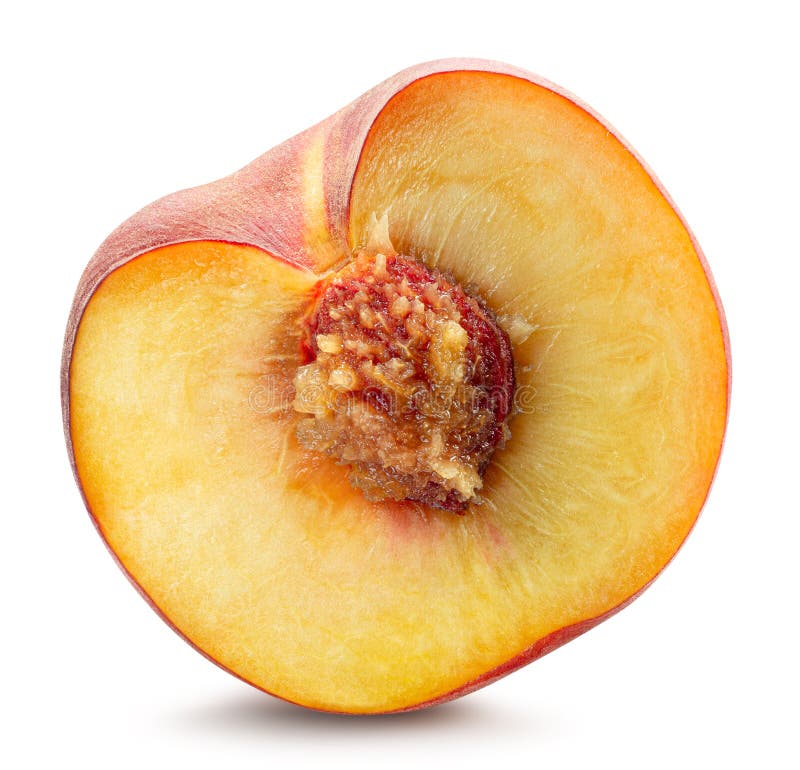 Half of Peach Isolated on White Background. Clipping Path Stock Image ...