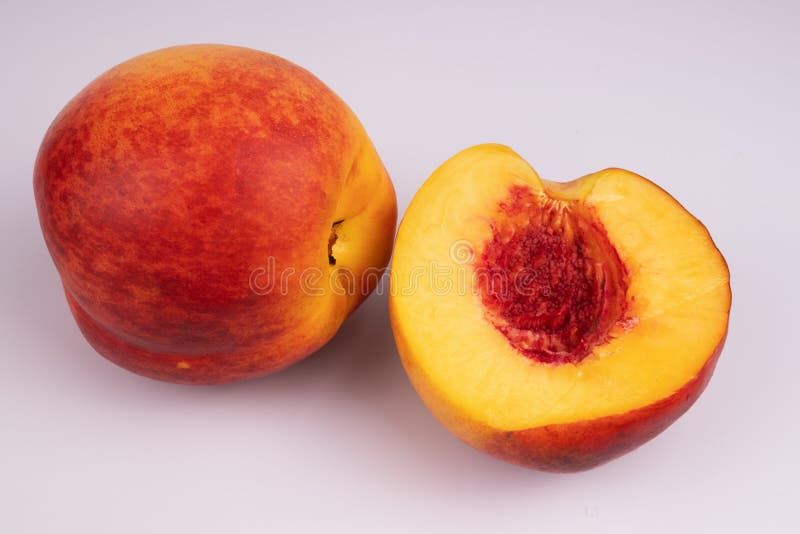 Half of the Peach Lies with the Pulp Upside Down without Pits, and Next ...