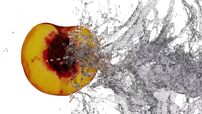 Half Peach Water Splash on White Background 01 Super Slow Motion Stock ...