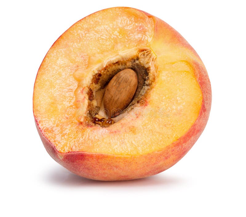 Half of Peach on a White Background Stock Image - Image of organic ...