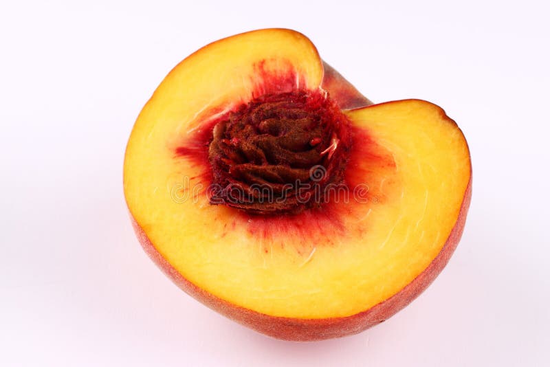 Half of Peach on a White Background Close Up Stock Image - Image of ...