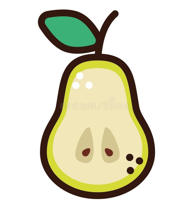Half pear fruit doodle stock vector. Illustration of healthy - 244808328