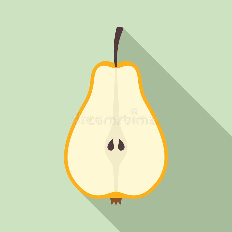 Half Pear Fruit Icon, Flat Style Stock Vector - Illustration of seed ...