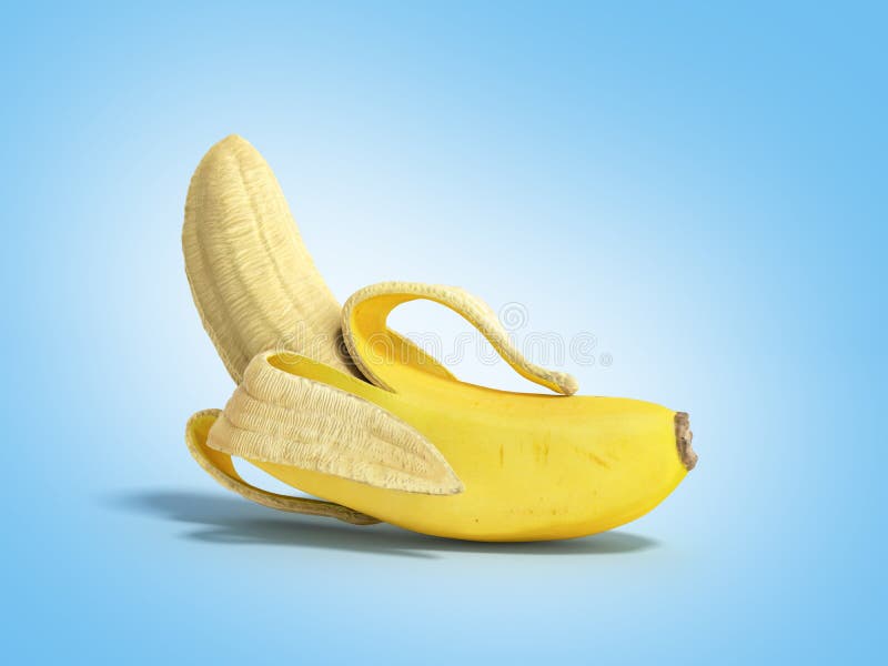 Half Peeled Banana Open Banana 3d Render on Blue Background Stock ...