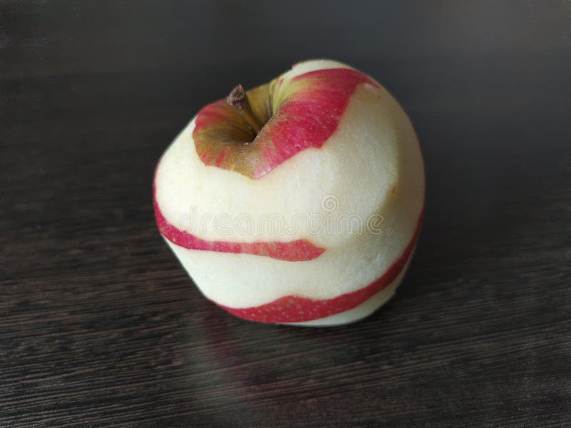 Half Peeled Red Apple on the Table Stock Image - Image of organic ...