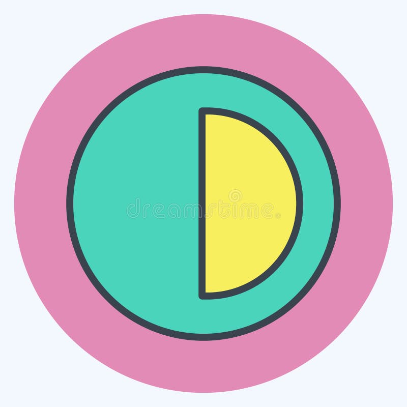 Half Pie Chart Icon in Trendy Color Mate Style Isolated on Soft Blue ...