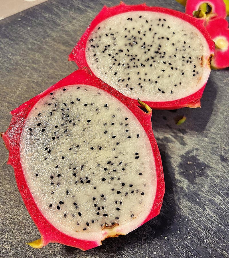 Half Pitaya Fruit, Dragon Fruit, Fruit with Small Seeds Stock Image ...
