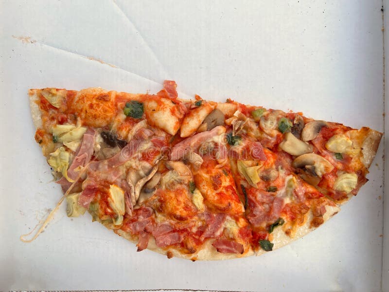 Half a Pizza with Vegetables and Ham in Pizza Box Stock Photo - Image ...