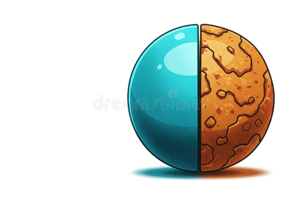 Half of the Planet is Water, Half is Rocky Land. Space for Text. Stock ...