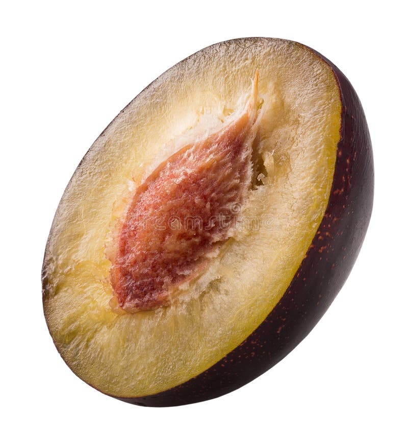 Half of Plum Isolated on a White Background Stock Photo - Image of ...
