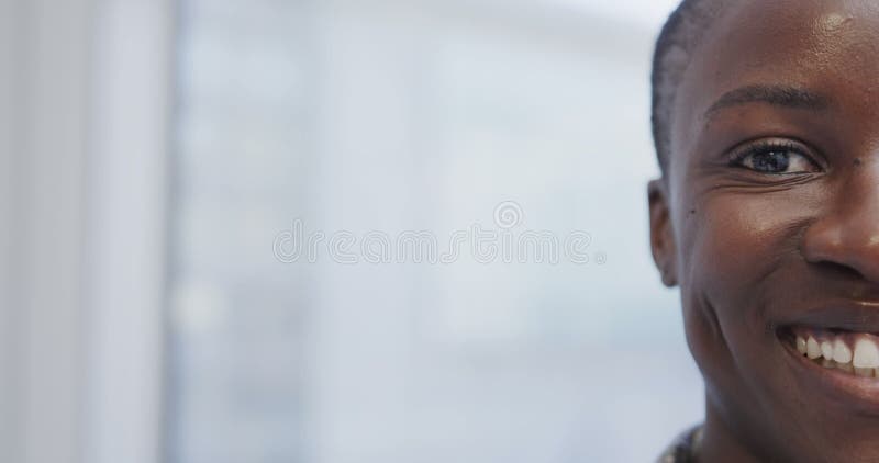 Half Portrait Of Smiling Short Haired African American Female Patient