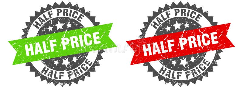 Half Price Band Sign. Half Price Grunge Stamp Set Stock Vector ...