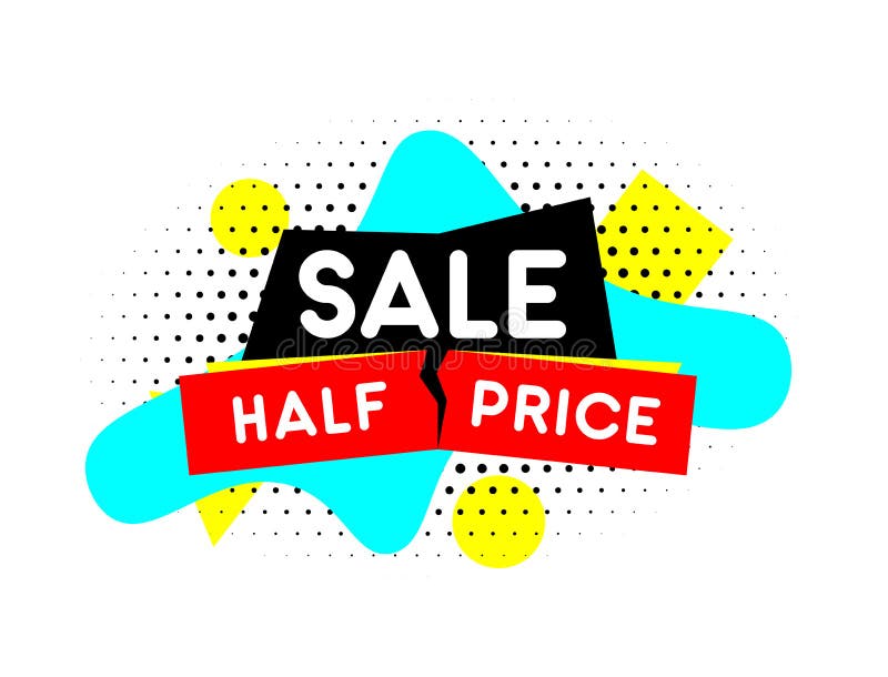 Half Price Banner. Sale Emblem. Vector Template. Stock Vector ...