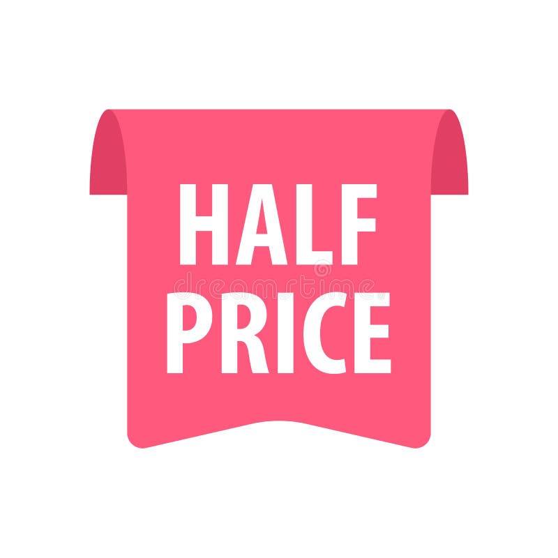 Half Price Label. Isolated on White. Red Color Stock Vector ...
