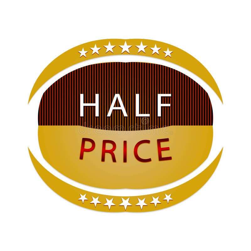 Half price label stock illustration. Illustration of gold - 123248703