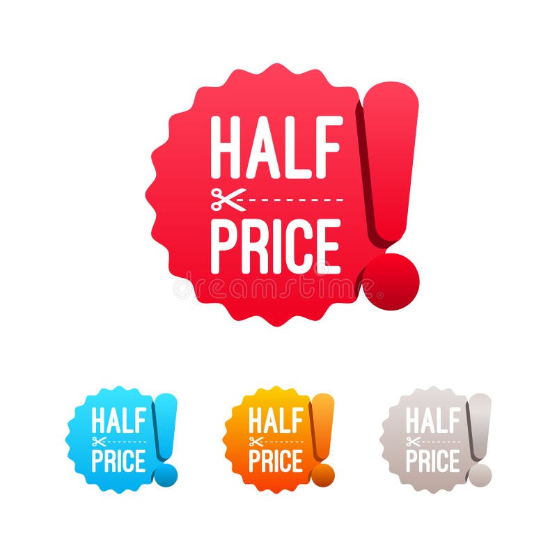 Half Price Labels stock vector. Illustration of symbol - 199009408