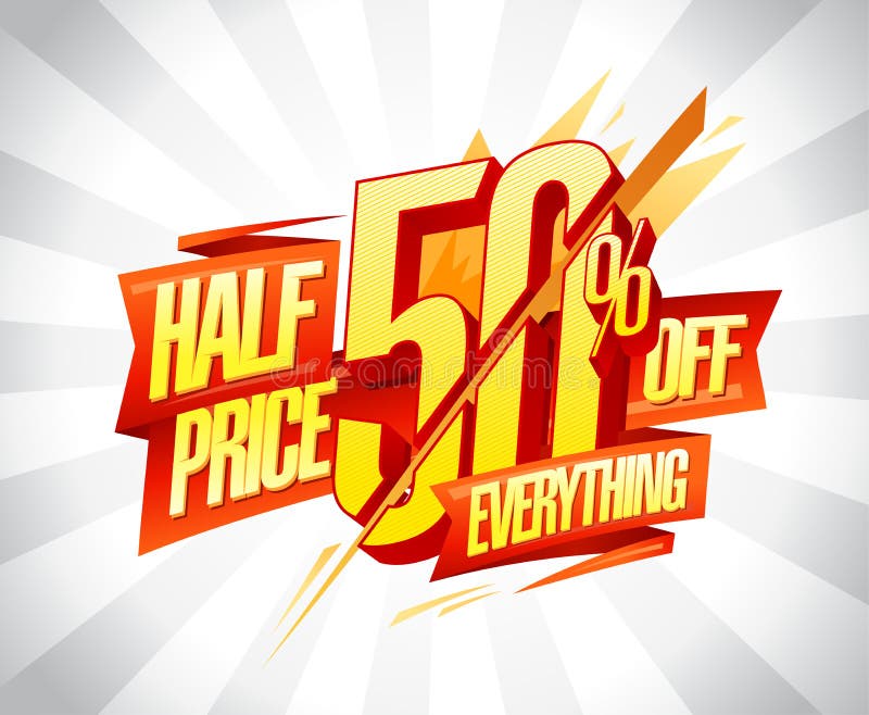 Half Price 50 Percents Off Everything, Vector Web Banner Stock Vector ...
