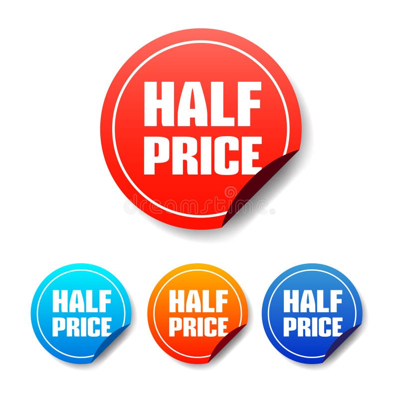 Half Price Round Stickers stock vector. Illustration of shop - 200479227