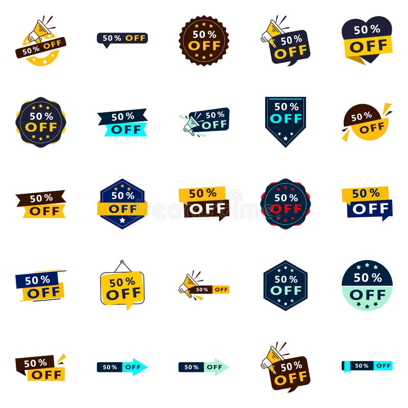 Half-Price Sale 50 Off Vector Pack Stock Vector - Illustration of ...