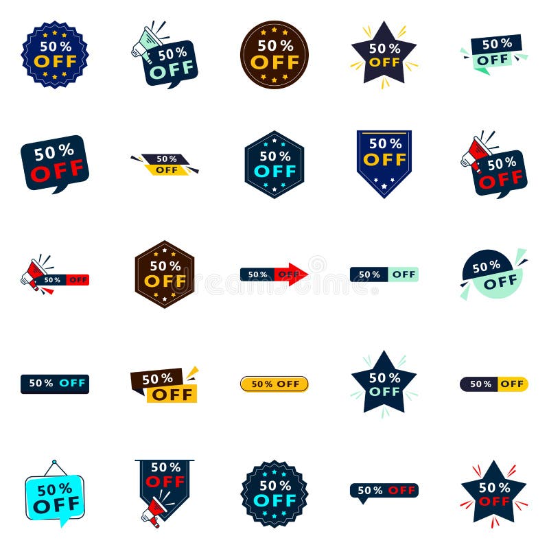 Half-Price Sale 50 Off Vector Pack Stock Vector - Illustration of card ...