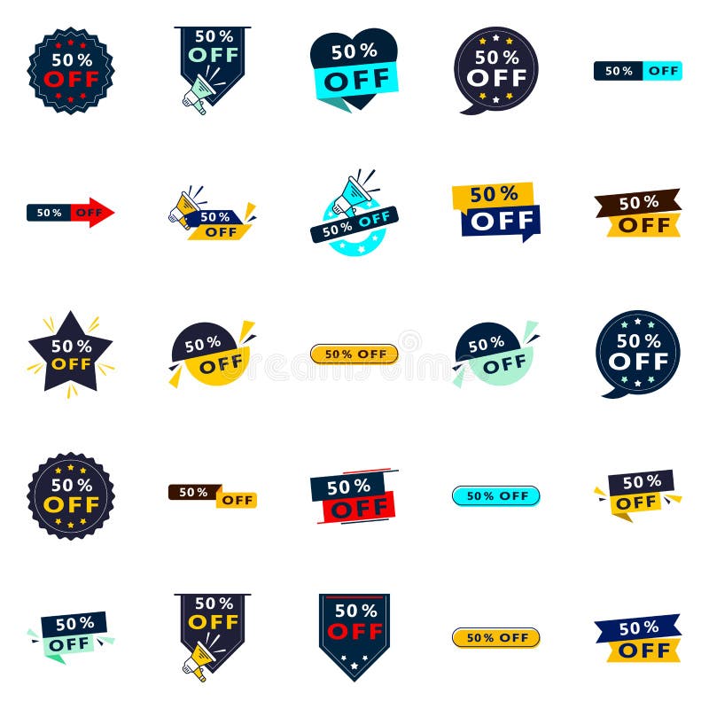 Half-Price Sale 50 Off Vector Pack Stock Vector - Illustration of sale ...