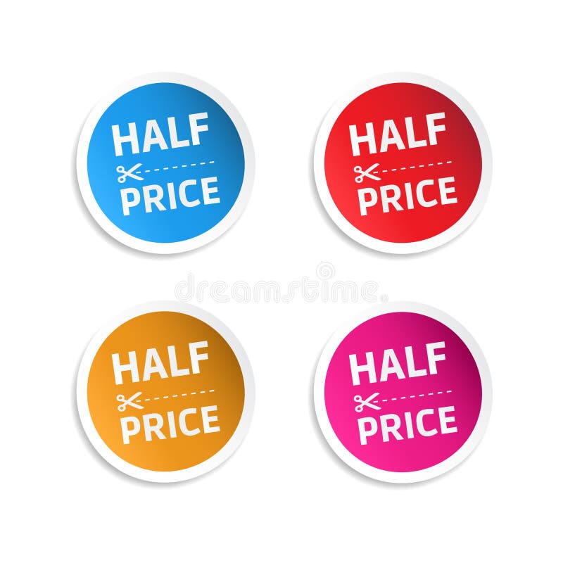 Half Price Stickers stock vector. Illustration of prices - 197133068