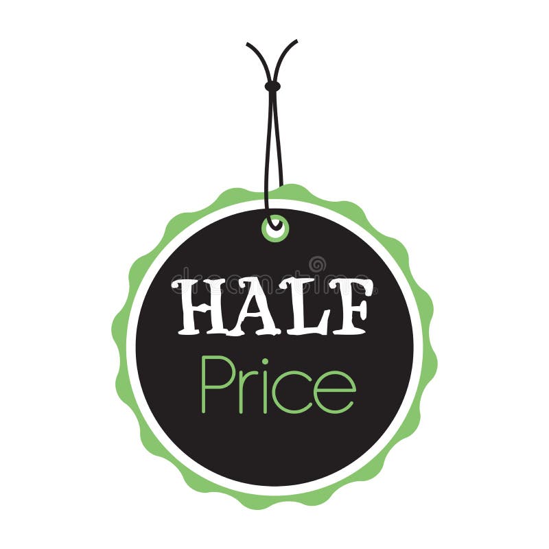Half price tag stock vector. Illustration of black, merchandise - 89257425