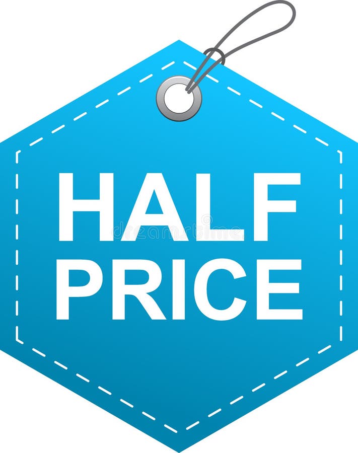 Half price tag label blue stock vector. Illustration of elements ...