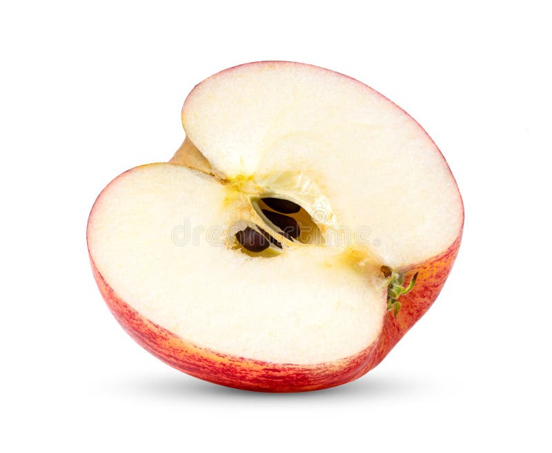 Half Red Apple Fruit without Seed Isolated on White Stock Photo - Image ...