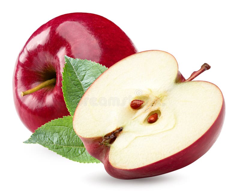3,705 Red Apple Green Leaf Isolated White Background Clipping Path ...